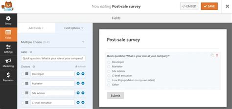 Post Sale Woocommerce Surveys Using Wpforms Popup Maker