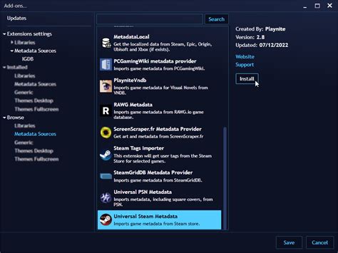 Installing Extensions