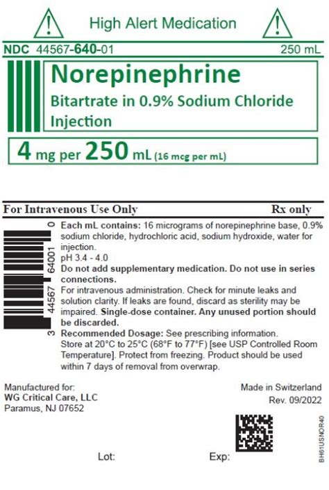Norepinephrine Injection Norepinephrine Injection