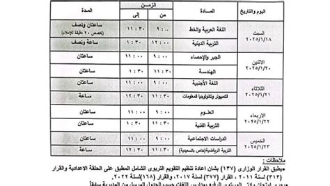 جدول امتحانات الصف الثالث الإعدادي محافظة الجيزة 2025 اعرف موعد كل مادة