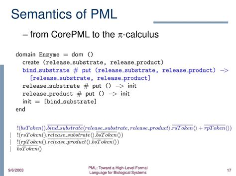 Ppt Pml Toward A High Level Formal Language For Biological Systems