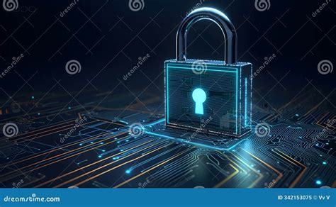 Digital Lock On Circuit Board Background Stock Illustration Illustration Of Data