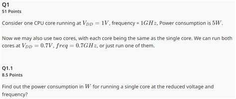 solved 51 points consider one cpu core running at vdd 1 v