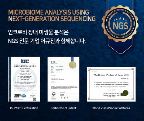 인크로비 휴먼 마이크로바이옴 장내 미생물 검사 Ngs 분석 프로바이오틱스 유산균