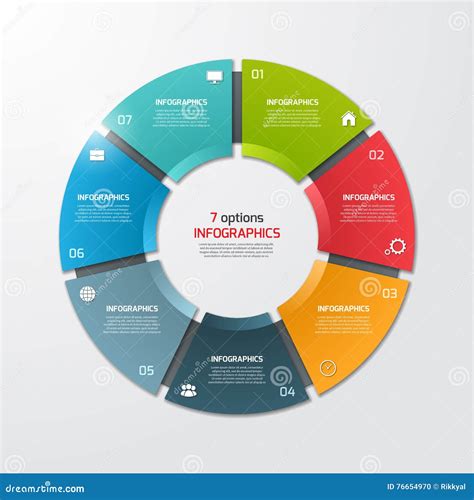 Pie Chart Circle Infographic Template With 7 Options Stock Vector