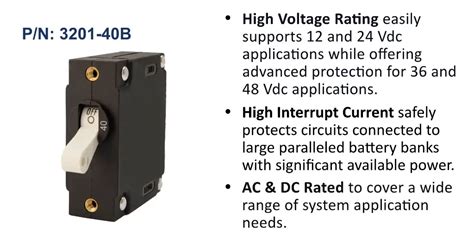 A Series White Toggle Panel Mount Circuit Breaker Single Pole Acdc
