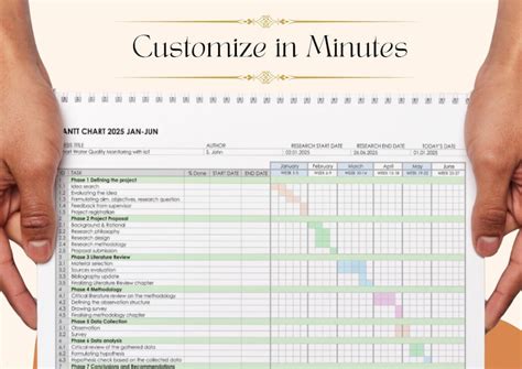 Printable Gantt Chart Template For Research Proposals A4 Format