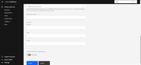 Cant Select Workspace In Tekton Dashbord While Creating Pipelinerun
