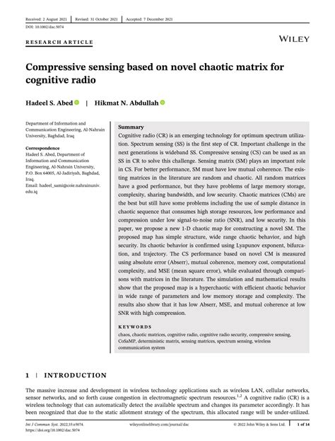 Compressive Sensing Based On Novel Chaotic Matrix For Cognitive Radio