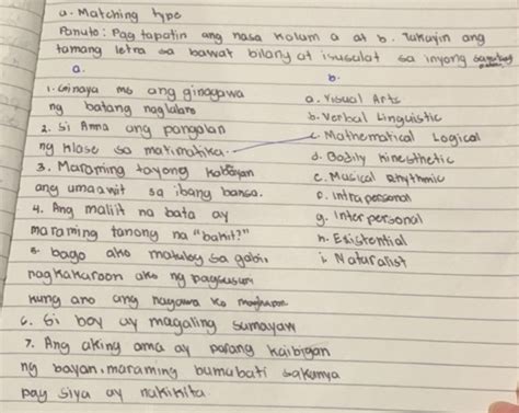 A Matching Type Panuto Pag Tapatin Ang Nasa StudyX A Matching Type Panuto Pag Tapatin Ang Nasa StudyX