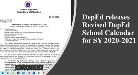 Deped Releases Revised Deped School Calendar For Sy 2020 2021 Depedtambayanph