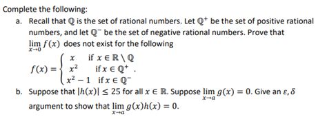 Solved Complete The Following A Recall That Q Is The Set Chegg Com