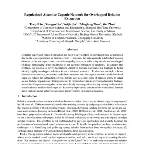 Regularized Attentive Capsule Network For Overlapped Relation Extraction Acl Anthology