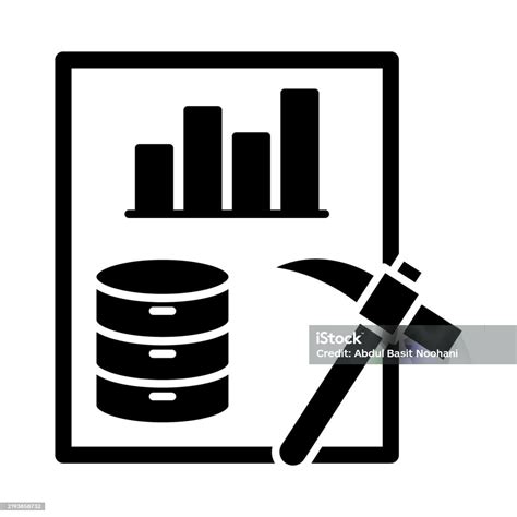 Data Mining Pickaxe And Database Representing Extraction Of Valuable Information Stock