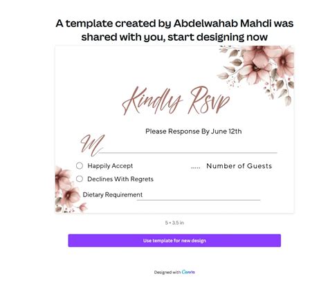 Wedding RSVP Template Free Editable