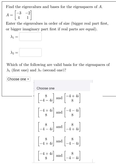 solved find the eigenvalues and bases for the eigenspaces of