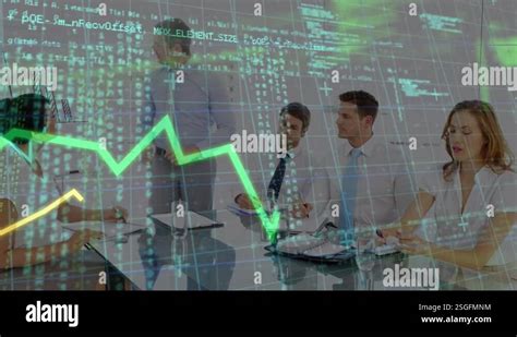 Animation Of Graphs Programming Language Data Diverse Coworkers Discussing Stock Video