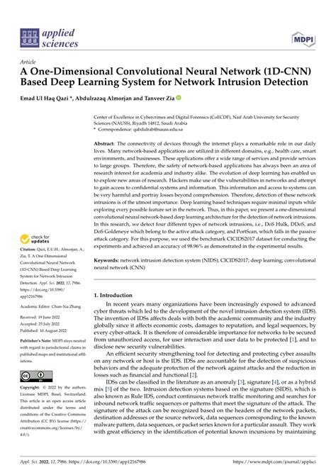 Pdf A One Dimensional Convolutional Neural Network 1d Cnn Based