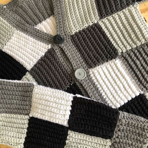 Greyscale Harry Styles Inspired Patchwork Cardigan