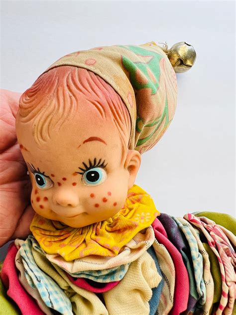 Vintage Yo Yo Doll With Rubber Face With Freckles Bells And Button Features Etsy