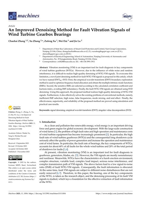 pdf an improved denoising method for fault vibration signals of wind