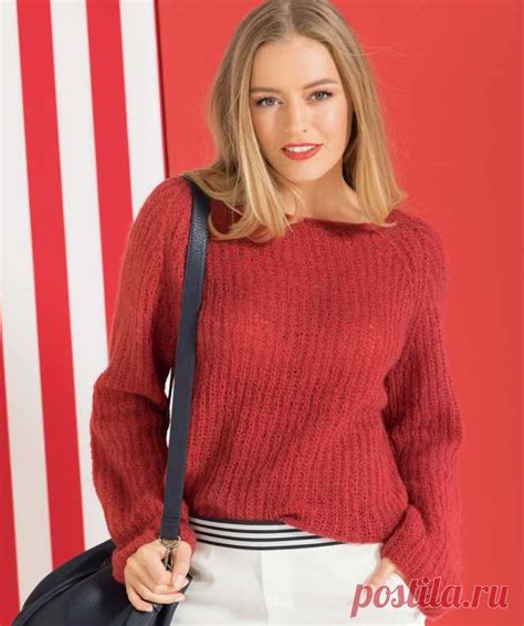 Джемпер с полупатентным узором схема вязания спицами Вяжем Джемпер вязание Постила