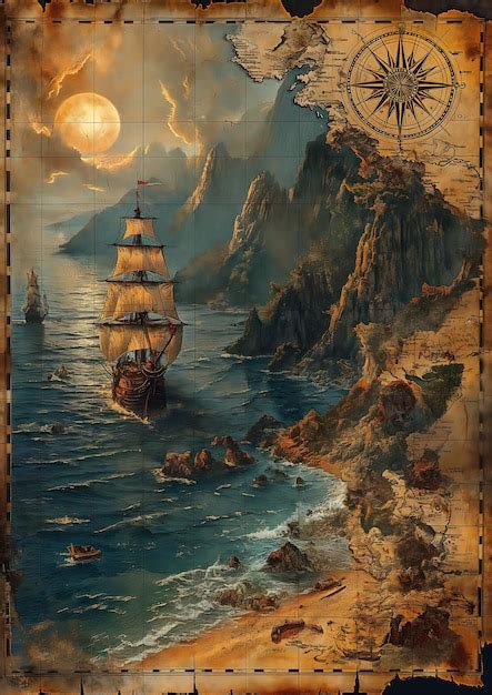 Premium Photo Ship Deep Near Map Exquisite Creature Amazing Tiles