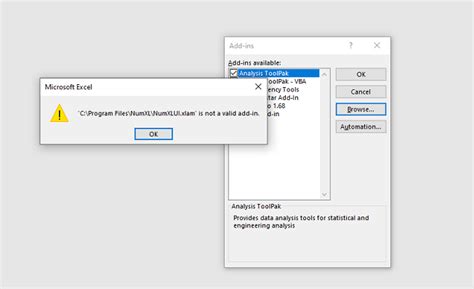 Error Numxluixlam Is Not A Valid Add In Help Center
