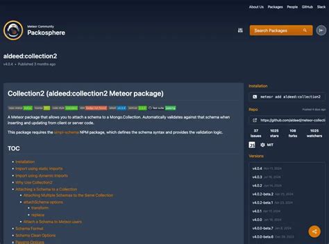 Meteor Collection2 By Meteor Community Packages A Meteor Template