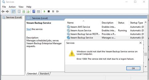 Fix Error 1069 Windows Could Not Start The Veeam Backup Service On Local Computer