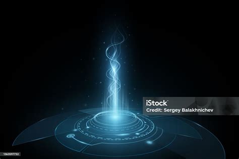 블루 플래시와 디지털 미래 Hud 번개와 에너지 흐름 현대 기술 배경 사이버 공간 추상광 효과 벡터 일러스트레이션 파도 패턴에 대한 스톡 벡터 아트 및 기타 이미지 Istock