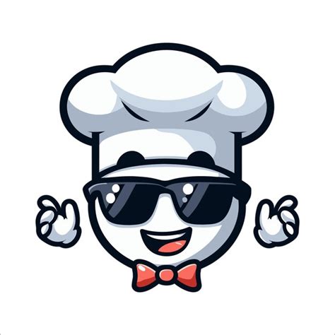 Premium Vector A Cute Chef Cartoon Mascot Handsome Face Happy Expression With Sunglasses