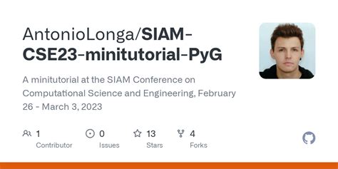 Github Antoniolongasiam Cse23 Minitutorial Pyg A Minitutorial At The Siam Conference On
