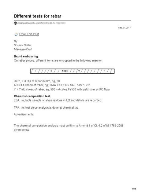 Different Tests For Rebar Pdf Hardness Materials