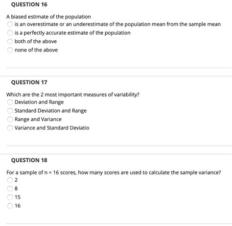 Solved Question 16 A Biased Estimate Of The Population Is An