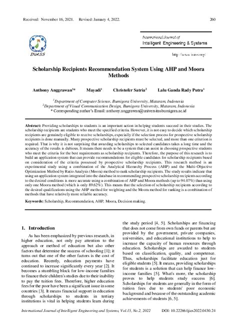 Pdf Scholarship Recipients Recommendation System Using Ahp And Moora