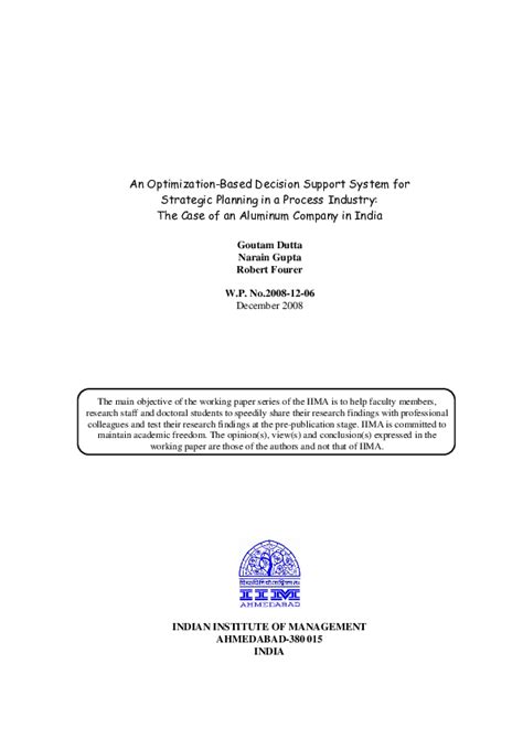 Pdf An Optimization Based Decision Support System For Strategic Planning In A Process Industry