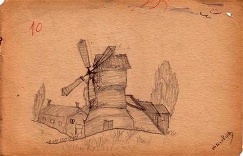 O Moara De Vant Desenata De Bunicul Meu In Copilaria Lui Desene Si