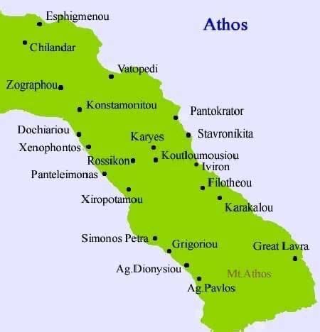 Map Of Mount Athos Greece