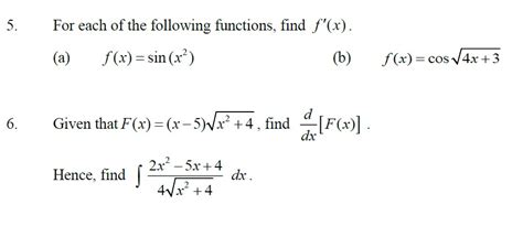 for each of ﻿the following functions find