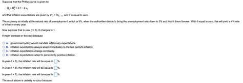 Solved Suppose That The Phillips Curve Is Given By Chegg
