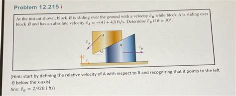 Solved Problem IAt The Instant Shown Block B Is Chegg