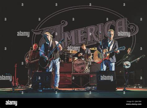 Gerry Beckley And Dewey Bunnell Of America Rock Band Perform Live On Stage At Auditorium Della