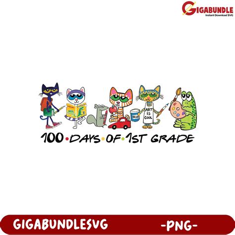 100 Days Of 1st Grade Cats Png For Classroom Fun Gigabundlesvg