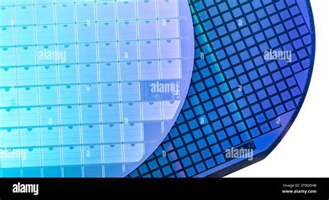 Silicon Wafer Semiconductor With Neon Color Integrated Circuits To Manufacture Cpu And Gpu