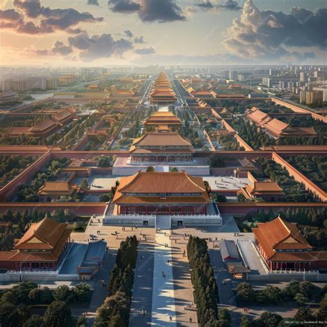 Premium Photo Aerial View Of The Forbidden City In Beijing China At Sunset