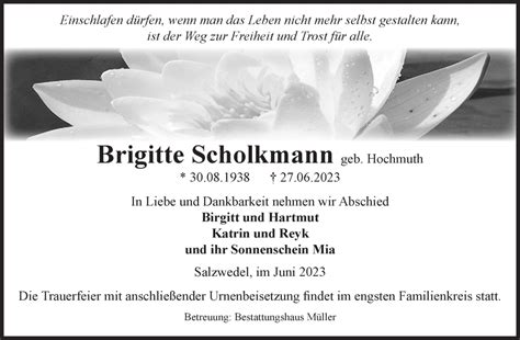 Traueranzeigen Von Brigitte Scholkmann Abschied Nehmende