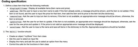Solved Write A Python Program That Manages A Store With The