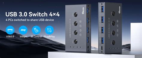 Usb 3 0 Switch Selector 4 Computers Share 4 Port Usb A
