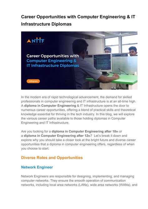 Career Opportunities With Computer Engineering And It Infrastructure Diplomas Pdf
